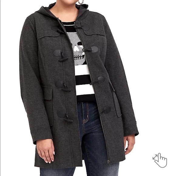 torrid | Jackets & Coats | Torrid Dark Grey Brushed Hooded Toggle Coat ...